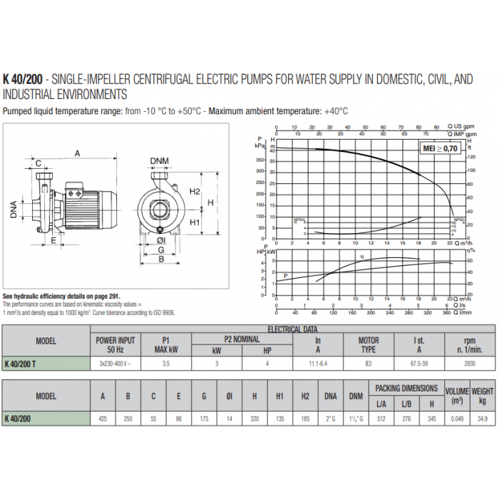 Buy DAB K 40/200 T-IE3 Single-Impeller Centrifugal Pump