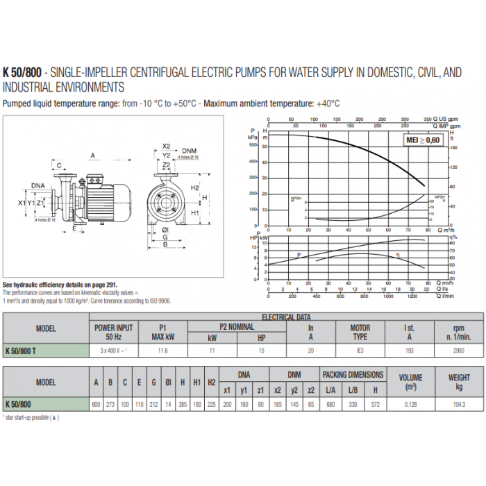 Buy DAB K 50/800 T-IE3 Single-Impeller Centrifugal Pump