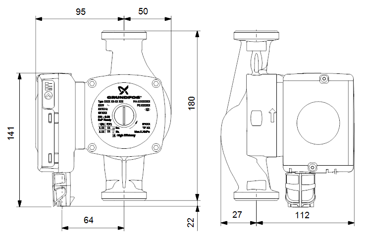 Buy Grundfos UPS 25-55 (180) Light Commercial Circulator 240V replaced with UPS2 25-80 (180)